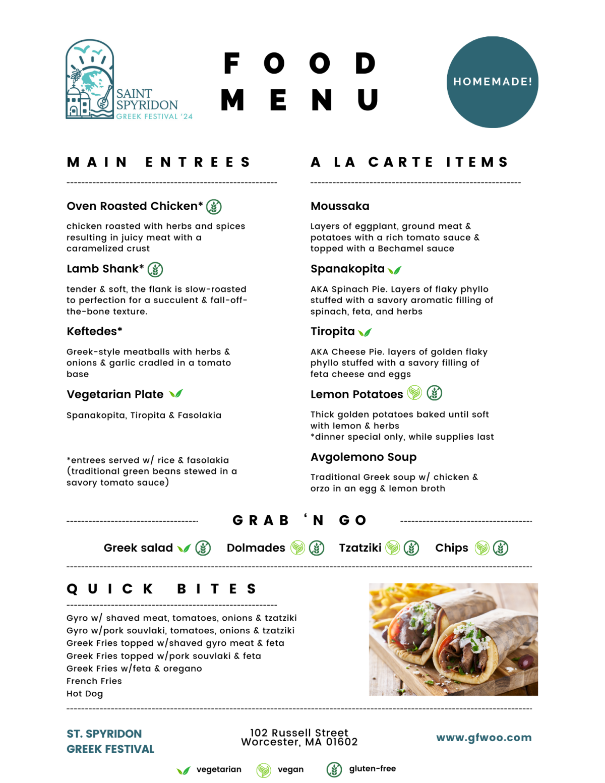 Menu - St. Spyridon Greek Festival